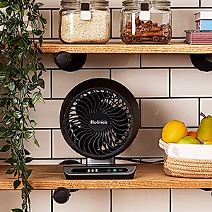 HOLMES Blizzard 6" Air Circulator Digital Fan, 3 Speeds, 90° Adjustable Head Tilt, Capacitive Touch Control, Ideal for Home, Bedroom, Kitchen or Office, Black