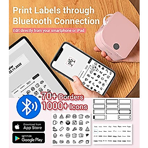 Phomemo Label Makers - Label Maker Machine with Tape P12, Bluetooth Label Maker for Home Organization, Mini Label Printer with Tape 12mm x 4m, Sticker Maker Support Color Printing and Font, with Label