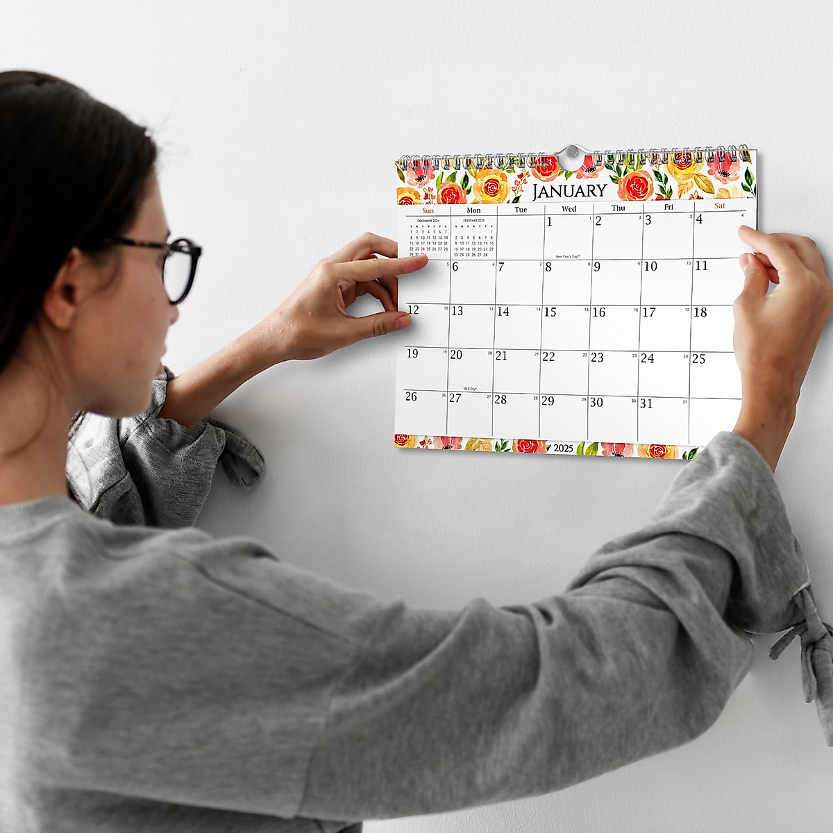 CRANBURY Small Wall Calendar 2023 - (Floral) Use 8.5x11 Calendar 2023 as Desk Calendar or Hanging Calendar 8.5 x 11, Gorgeous Flower Designs, Includes Stickers