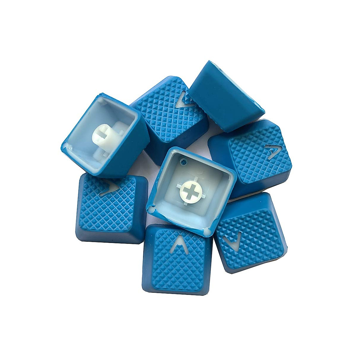 Tai-Hao Rubber Gaming Backlit Keycaps Set - 8 Keys Rubberized DoubleShot Key Caps for Cherry MX Mechanical Keyboards Compatible OEM Include Key Puller (Blue-8 Keys)