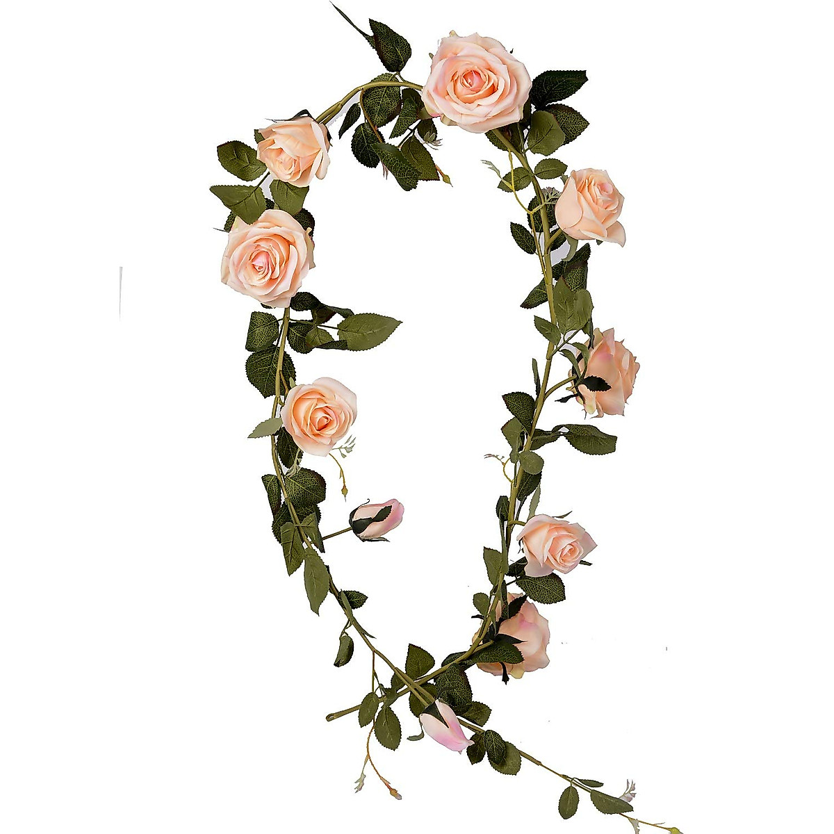 LUSHIDI 5.9Ft Artificial Rose Vine Silk Flower Garland Hanging Vines Home Outdoor Wedding Arch Garden Wall Decor，Pack of 1 (Pink)