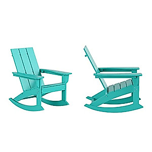 WO Home Furniture Adirondack Rocking Chair Set of 2 PCS Patio All-Weather and UV Protection for Any Outdoor Spaces (Turquoise)