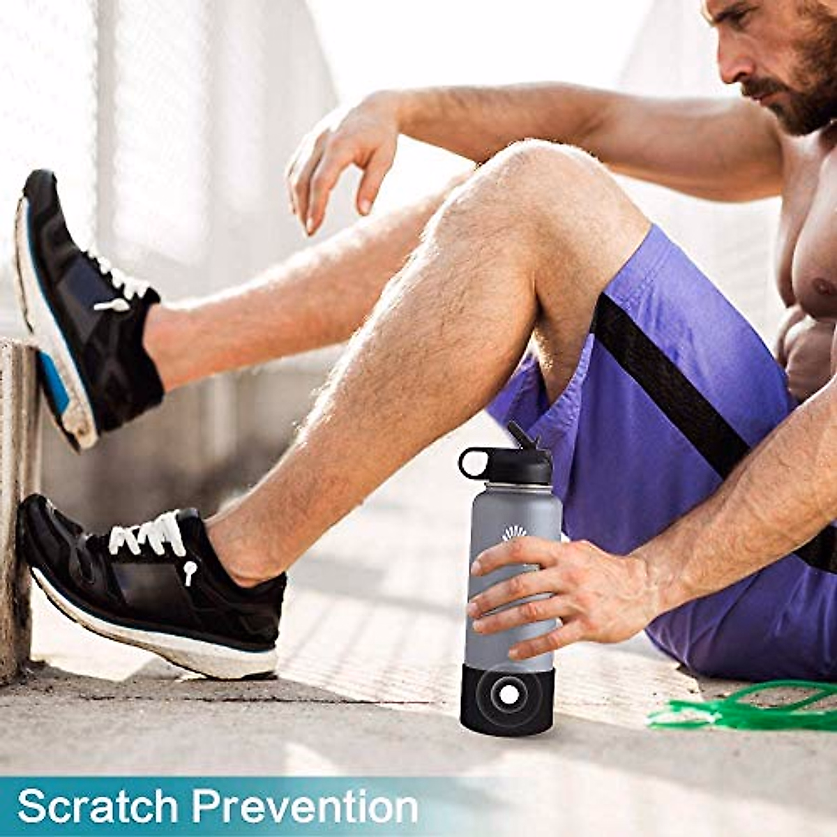 WUQID Protective Silicone Boot Sleeve for 12oz-40oz Sport Flask/Stanley Water Bottles Tumbler Anti-Slip Bottom Sleeve Cover for All Water Bottles Bottom Width of 2.83&3.56in