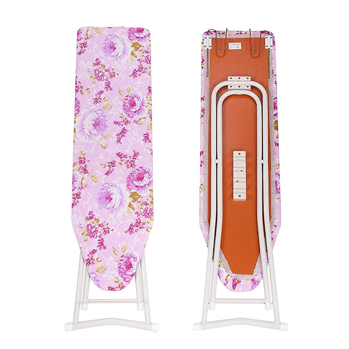 Clothes Ironing Board, Extra-Wide Good Load-bearing Foldable Ironing Board Height Adjustable Smooth Edge Non-Slip Clothes Ironing Board Wear Resistant Exquisite Pattern Home Supply for Bathroom (Pink)