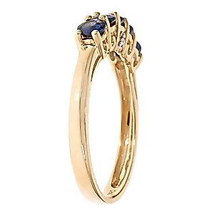 Gin & Grace 14K Yellow Gold Genuine Blue Sapphire Ring for women | Ethically, authentically & organically sourced (Round-Cut) shaped Sapphire hand-crafted jewelry for her | Sapphire Ring for women