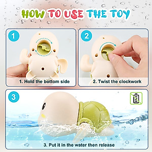 Gretex 3 Pack Baby Bath Toys Swimming Beach Toys, Turtle Bath Tub Toys 1 2 3 Years Boys Girls Gifts, Wind Up Bath Toys for Toddlers 1-3 Newborn Toys Pool Toys