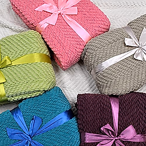 Home Soft Things Pink Throw Blanket Knitted Tweed Throw 50'' x 60'', Camellia Rose, Super Soft Cozy Warm Comfortable Breathable Throw for Living Room Chair Couch Bed Sofa Bedroom Home Décor