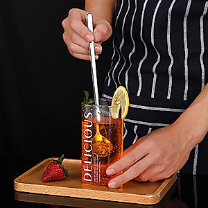 Briout 8-Piece 9-Inch Long Handle Iced Tea Spoon, Ice Cream Spoon, Premium 304 Stainless Steel Cocktail Stirring Spoons