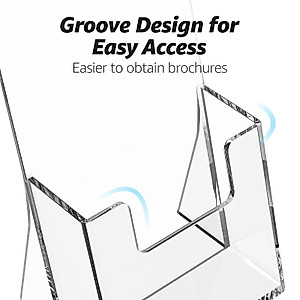 MaxGear Acrylic Brochure Holder 4 inch, Plastic Brochure Holders Clear Countertop Acrylic Literature Holder Flyer Trifold Holder Plastic Display Stand For Pamphlet, Booklet, Magazine, Menu, 2 Pack