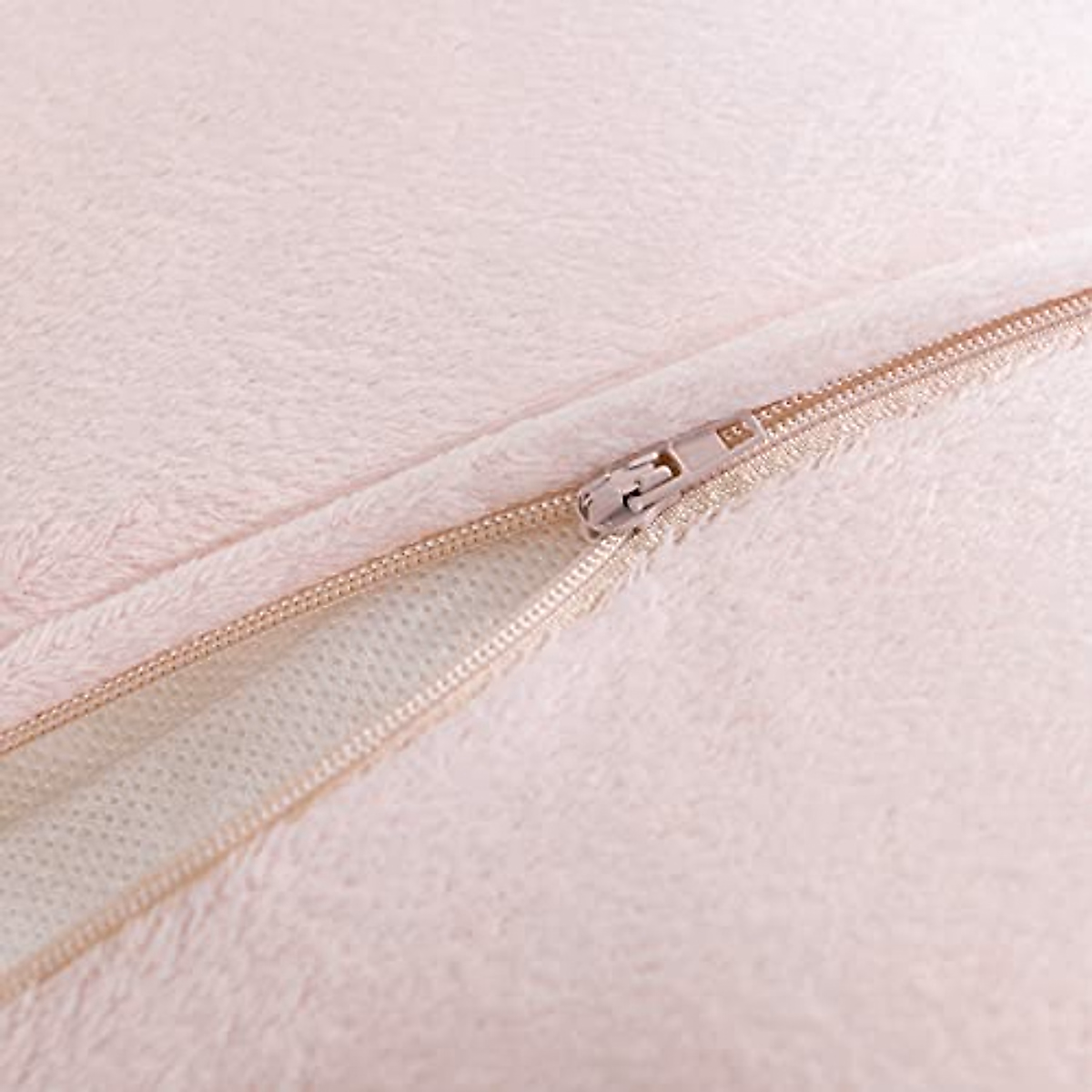 Pack of 2 Luxury Faux Fur Throw Pillow Cover, Modern Chic Blush Pink Decorative Square Pillowcase for Sofa, Chair, Bed, Loveseat, Shaggy Fluffy Cushion Cover with Zipper Closure, 16"x16"