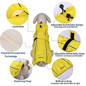 Waterproof Dog Raincoat with Reflective Strip, Adjustable Breathable Rain Coat Jacket with Leash Hole for Pets (Medium, Blue)
