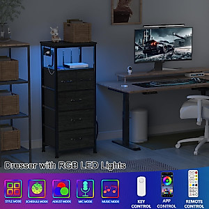 3 Drawer Dresser and LED Dresser with Charging Station