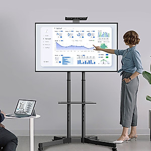 Mobile TV Stand Rolling TV Stand with Wheels for 32-85 Inch LED LCD Flat Curved Screens TVs, Height Adjustable Portable Cart Trolley Floor Stand with Shelf for Home Office