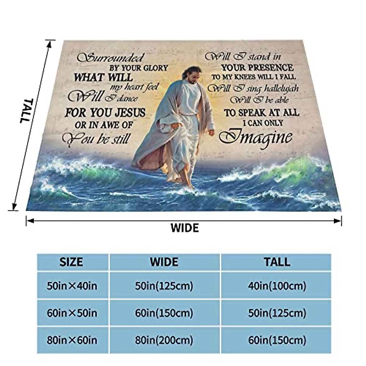 TRUDAY Jesus Christ Blanket Christian Religious Throw Faith Inspirational Gifts for Women Men Warm Soft Plush Lightweight Fleece Flannel Winter Bedding Kids 40''x50''