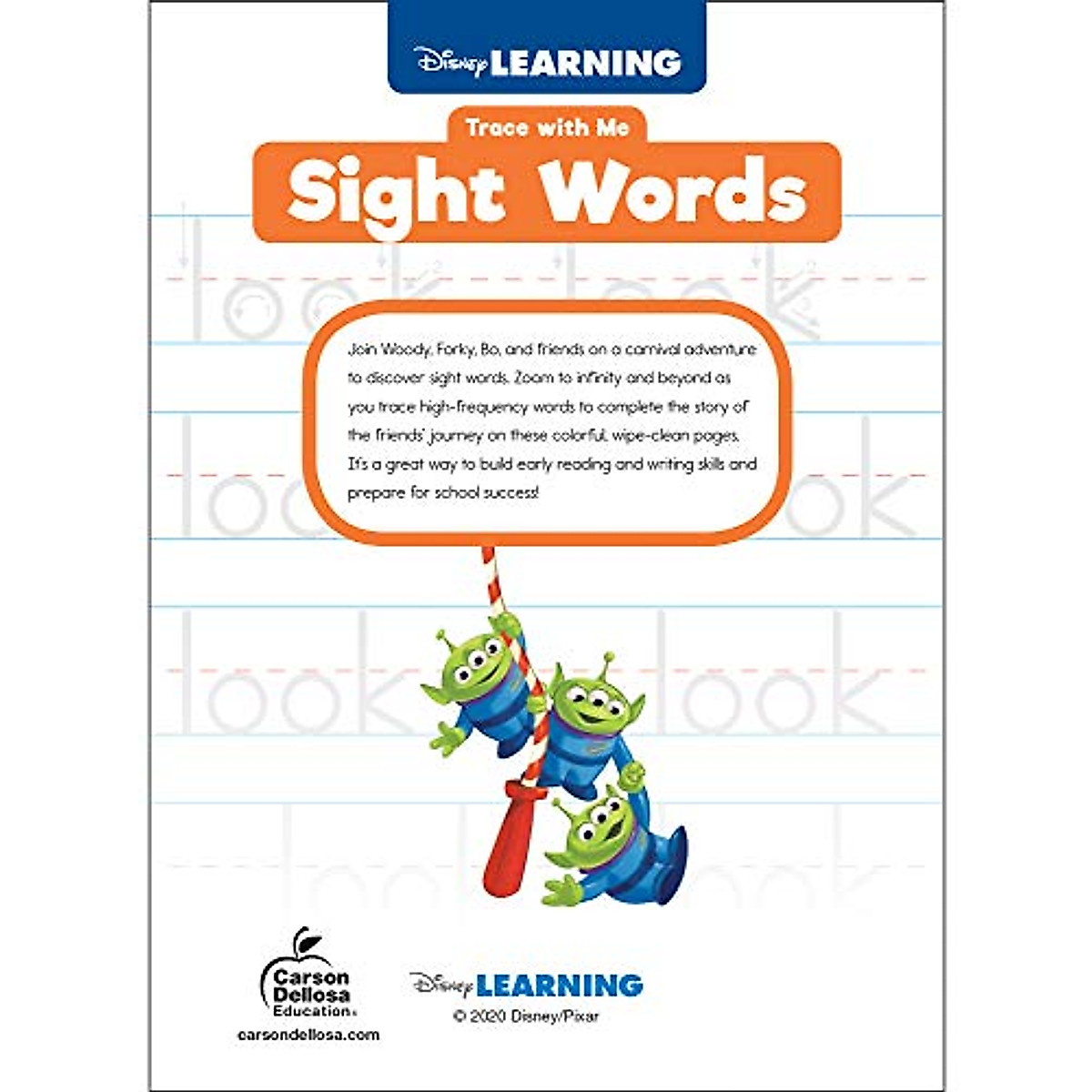 Disney Learning Toy Story 4 Trace With Me Wipe Clean Sight Words Activity Book for Kids Ages 3+, Tracing Sight Words Dry Erase Activities, Preschool and Kindergarten Early Reading and Writing Practice