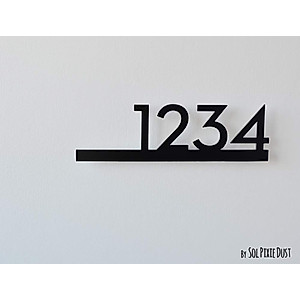 Modern House Numbers - Black with Black Acrylic - Contemporary Home Address - Underline Sign Plaque - Door Number - Apartment - Hotel Room