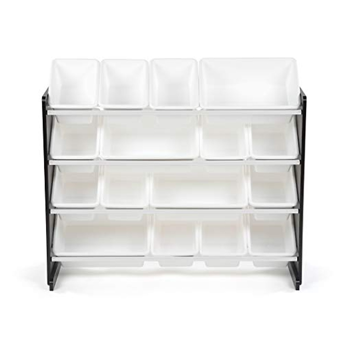 Humble Crew, Black with White Extra-Large Supersized Storage Organizer, Plastic Bins & Espresso/White Kids Book Rack Storage Bookshelf, 4 Tiers