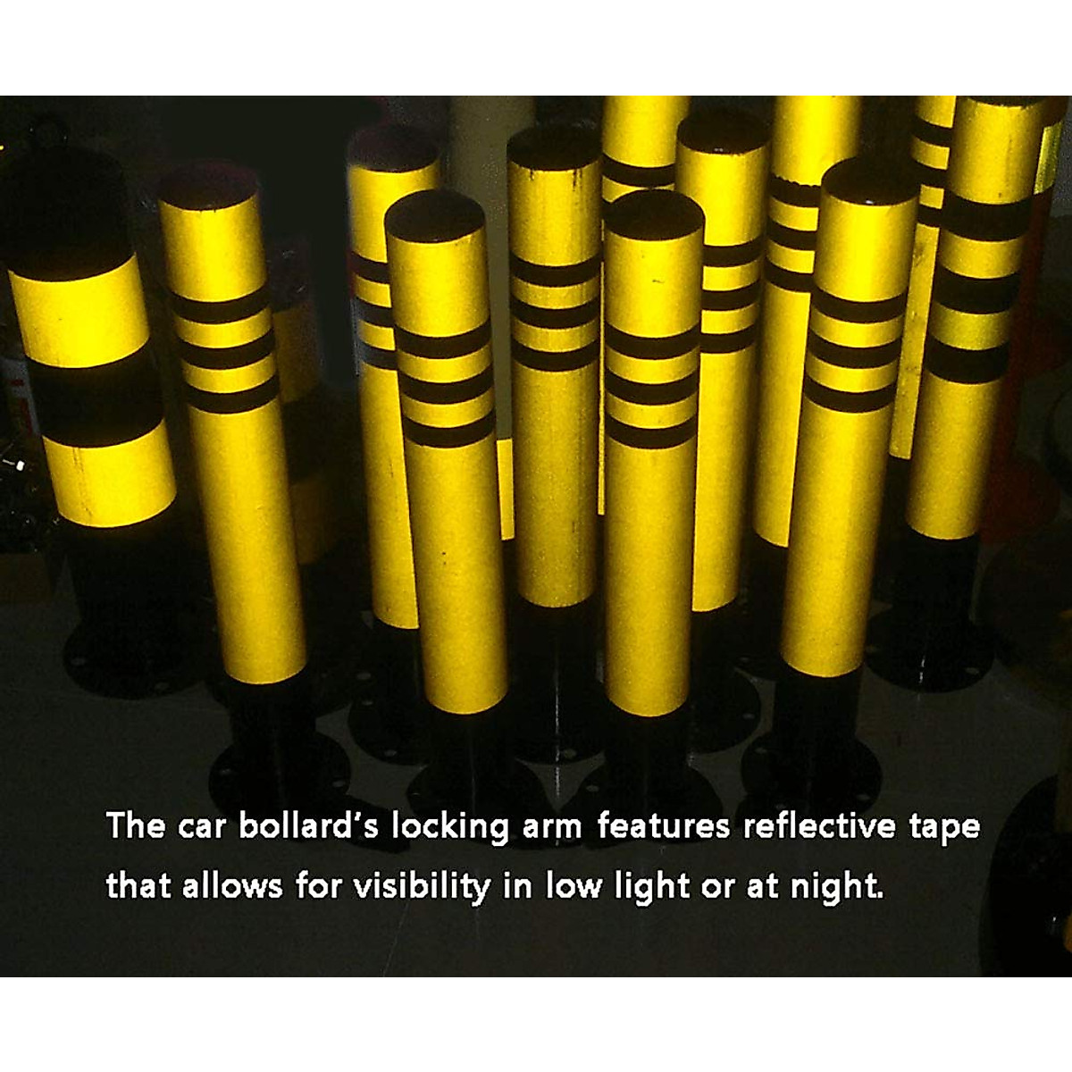 Parking Bollards with Lock, Parking Barrier Space Saver, Metal Sign Posts Steel Safety Bollard Traffic Pole(Size:500x76mm) (750x76mm)