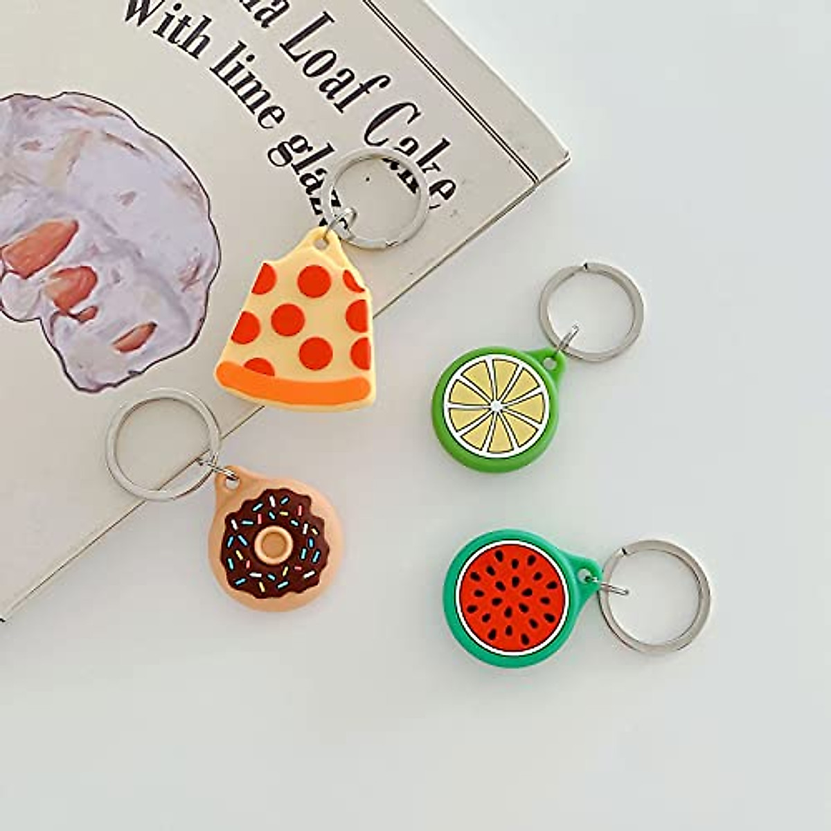 Rertnocnf Portable Case for Air Tag, Kawaii Cute Fresh Lemon Silicone Anti-Scratch Protective Cover Compatible with Airtags Finder Location Tracker Keychain for Kids Pets Keys (Lemonr)