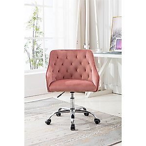 INCLAKE Home Office Chair, Swivel Shell Chair with Adjustable Height & Wide Backrest & Sloped Armrest, Modern Leisure Task Desk Chair for Living Room Bedroom, Pink
