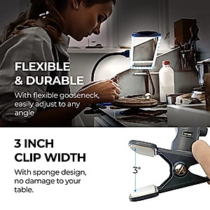 MagniPros 4X Magnifying Desk Lamp with Detachable Clamp, USB Fast Charge, Magnifying Glass with Stepless Dimming & Extra Large Viewing Area for Reading, Painting, Sewing, Crafts & Close Work