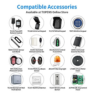 TOPENS CK2600 Automatic Sliding Gate Opener Chain Drive Industrial Commercial 1-1/4 HP Gate Motor for Heavy Driveway Slide Gates Up to 5700 Pounds, AC Powered with 20ft Roller Chain and Remote Control