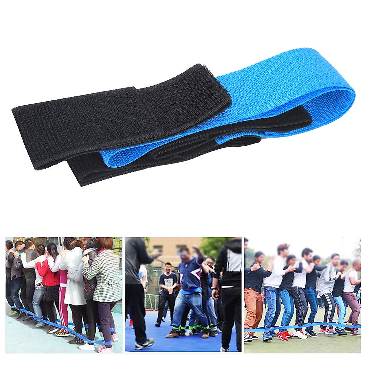 Camidy Team Game Fastening Tape,Ribbon Elastic Cooperative Legged Race Band Outdoor Birthday Team-Building Party Group Game