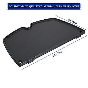 Utheer 6558 Cast Iron Griddle, 6558 Grill Parts Cooking Griddle for Weber Q100 Q120 Q140 Q1000 Q1200 Q1400 Series Gas Grills, 12.6 x 8.6 inch