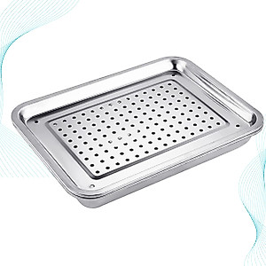BESTonZON Drip Tray Stainless Steel Tea Drinks Serving Tray Hollow Tea Tray Serving Tray for Tea Serving Tray, Tea