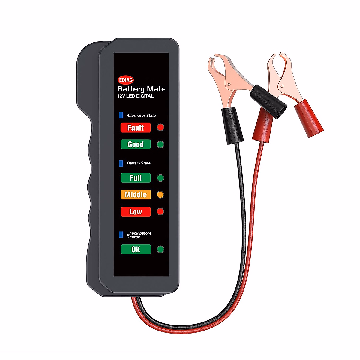 EDIAG 12V Car Battery Tester BM310 Digital Alternator Tester, Check Battery Condition & Alternator Charging for Car, Motorcycle