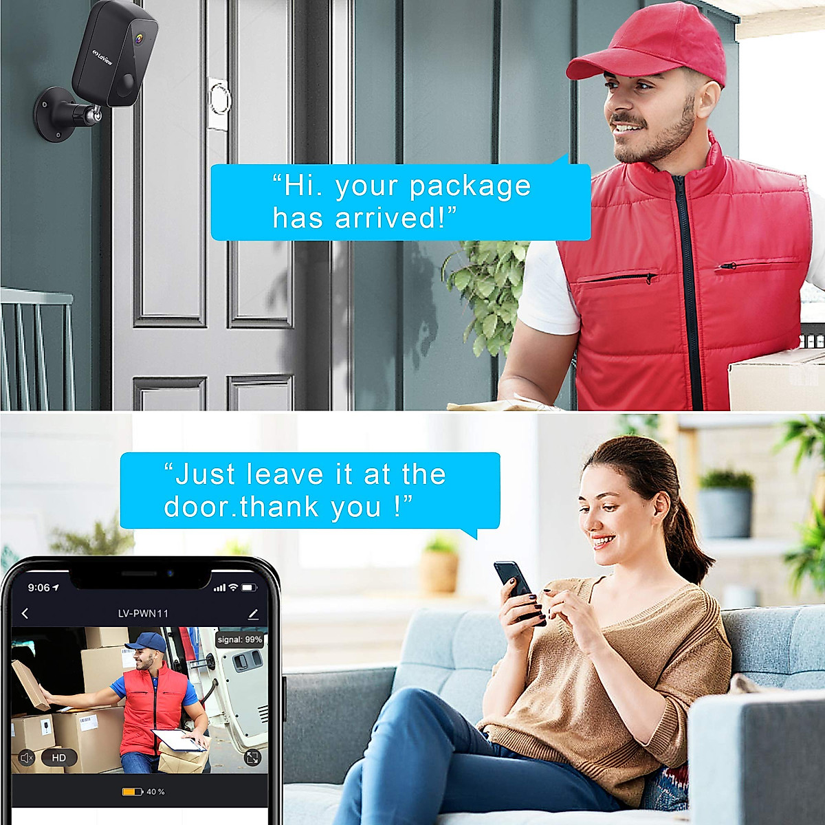 LaView Security Cameras Wireless Outdoor,1080P HD Battery Powered 9600mAh Wi-Fi Camera, Outdoor Security Cameras with AI Motion Detection,Night Vision,IP65 Waterproof,Include SD Card&USA Cloud Service