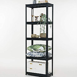 Lomani 5-Shelf Adjustable Utility Shelving Unit, 5-Tier Storage Shelf, Book Shelf, Kitchen Utility Organizer Shelf-BK