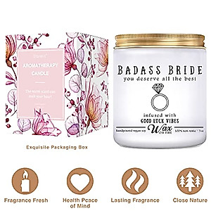 STORALIT Badass Bride Gifts Lavender Scented Candles Jar Tribe Gift,Bride to Be Gifts Funny Candle Bridal Shower Soy Candle, Gift for Bride, Engagement Gift, Wedding Gift,Best Friend Gift