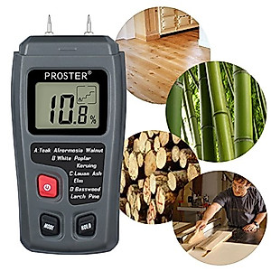Proster Digital Wood Moisture Meter Handheld LCD Moisture Tester Damp Moisture Tester Detector for Firewood Paper Humidity Measuring
