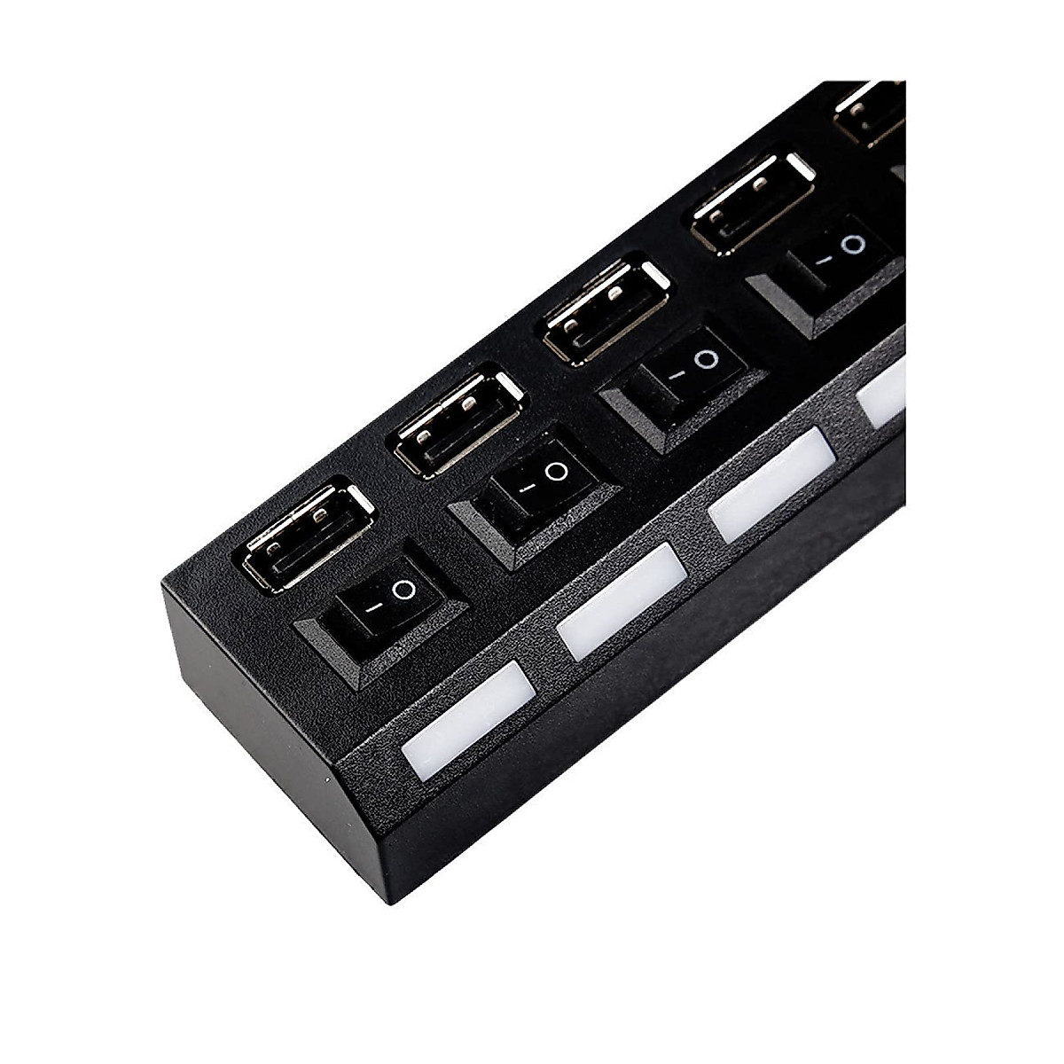 7 Ports USB 2.0 USB Hub, Individual Power On/Off USB Charging High Speed Data Transmitting Hub Adapter for PC Laptop