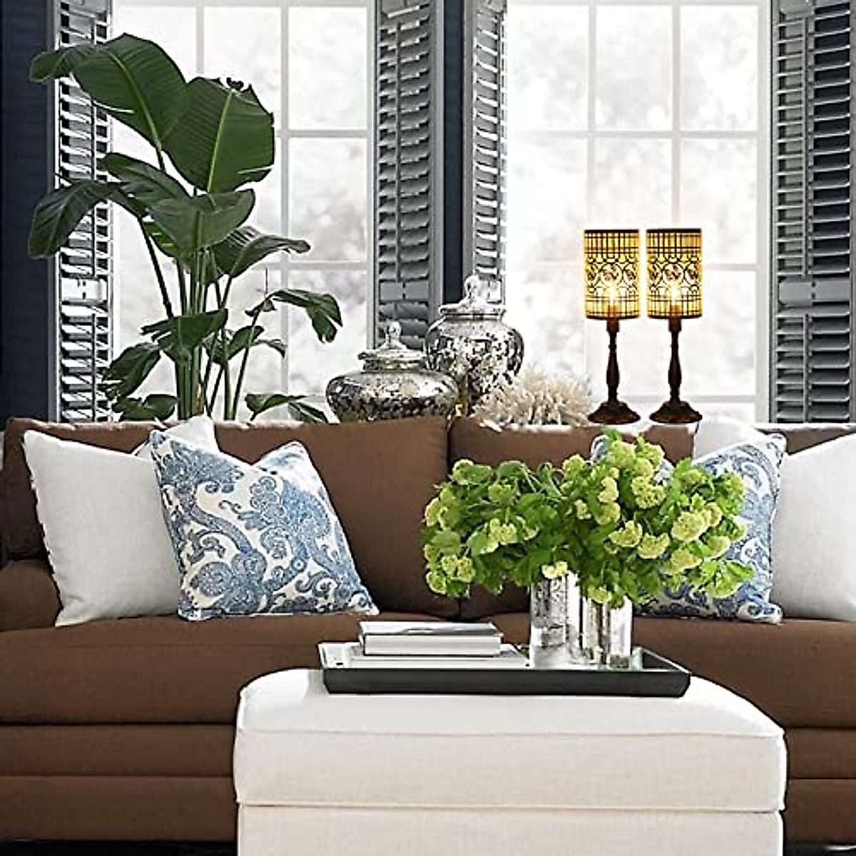 PHYLEKO Table Lamp, Bedside Lamps Battery Operated Lamp with LED Bulb for Home Decor, Small Table Lamp Cordless Lamp with Butterfly Pattern Night Light for Bathroom,Livingroom,Windowsill,Shelf