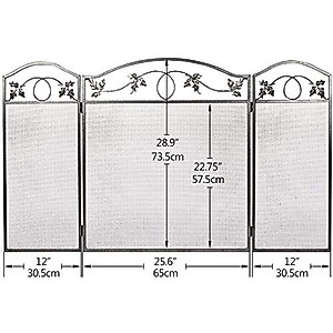 Amagabeli Indoor Fireplace Screen 3 Panel Bundle Fireplace Bellows for Fire Pit Large