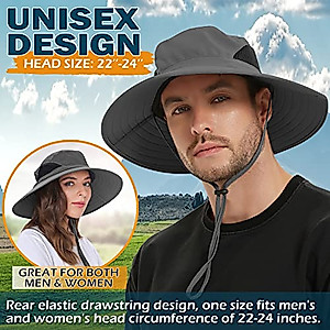 EINSKEY Men's Waterproof Sun Hat, Outdoor Sun Protection Bucket Safari Cap For Safari Fishing Hunting Dark Gray One Size