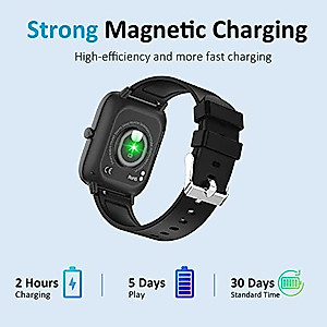 Smart Watch (Answer/Make Calls), Smartwatch Fitness Tracker 1.69" Bluetooth Call Watch with Blood Pressure Heart Rate SpO2 Sleep Monitor Step Counter for Android iOS Phones Women Men, Black