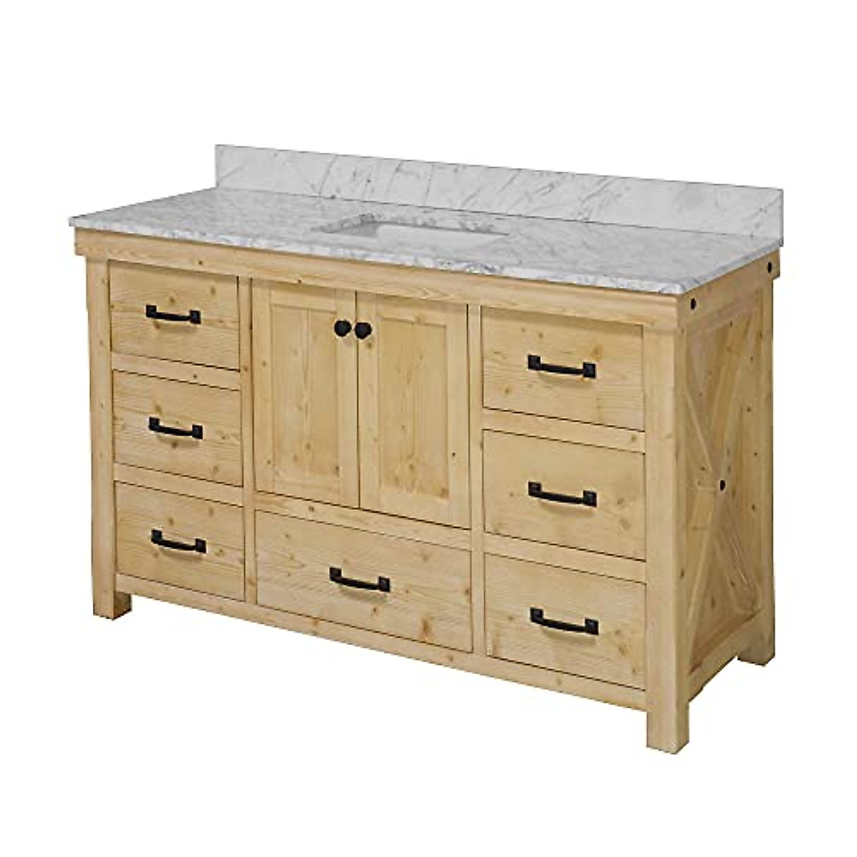 Kitchen Bath Collection Tuscany 60-inch Single Bathroom Vanity (Carrara/Driftwood): Includes Driftwood Cabinet with Authentic Italian Carrara Marble Countertop and White Ceramic Sink