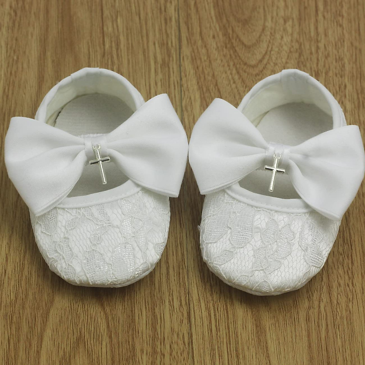 Nihao Baby Girl Baptism Shoes for Baby Girl Newborn A-2-white Shoes Lace Mary-Jane-Flats 0-3 Months