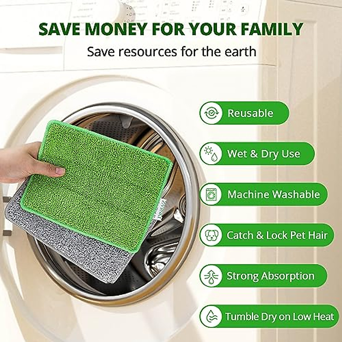 Zavrski Baseboard Cleaner Tool with 58" Long Handle Wall Cleaner Mop with Extendable Handle 4 Reusable Cleaning Pads Baseboard Duster for Washing Walls, Ceiling, Floor, Window