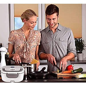 Electric Lunch Box 3 in 1-12V 24V 110V, 52 Oz, 55W Food Heater for Adults-Portable Food Warmer Lunch Box for car/truck & home, Leak proof- 1.5L Removable Stainless Steel Container- fork,spoon, Bag