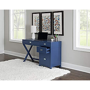 Linon Sadie Navy Blue Modern Classic Side Storage Desk
