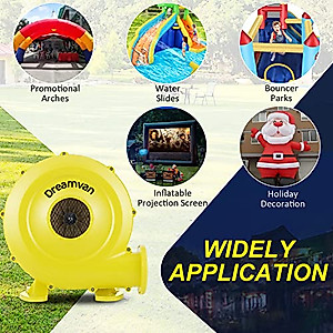 Inflatable Bouncer Blower, Electric Air Blower Fan for Inflatable Bounce House, Jumper, Bouncy Castle(450W 0.6HP), Commercial Inflatable Blower Bounce House Blower, Convenient to Carry Yellow
