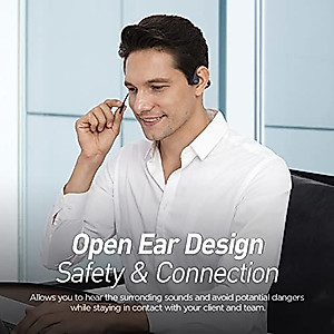 VIDONN Open Ear Headphones, Bluetooth Headset with Noise-Canceling Boom Microphone, Sweat Resistant Sports Headphones, 10+ Hours Playtime Wireless Headset for Office Business, Online Teaching(Black)