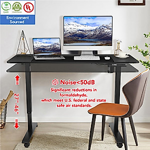 Legooin Electric Standing Desk, 55x24in Adjustable Height Computer Desk with Wheels, Sit-Stand Desk with Charging Station, 2 USB Ports, 3 Power Outlets, Spacious Workstation for Home Office(Black)