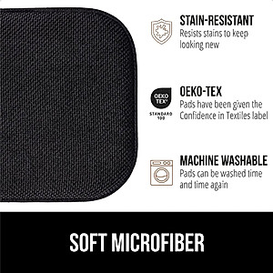 Gorilla Grip Chair Cushions, Set of 6, 16x16, Memory Foam Pads for Dining Room, Kitchen Table, Office Desk, Rocking Chairs, Stay in Place Backing, Comfortable Microfiber Seat Cover Pad Cushion, Black