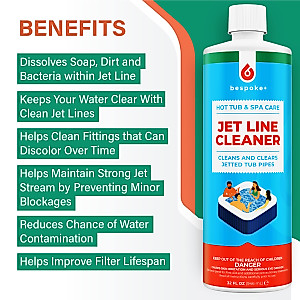 Bespoke+ Spa Jet Cleaner - Hot Tub Flush & Spa Purge Chemical - Fast Acting Spa Jet Line Cleaner for Hot Tubs & Jetted Tub Cleaner - Bathtub Jet Cleaner & Spa Purge Hot Tub Jet Line Cleaner 32oz