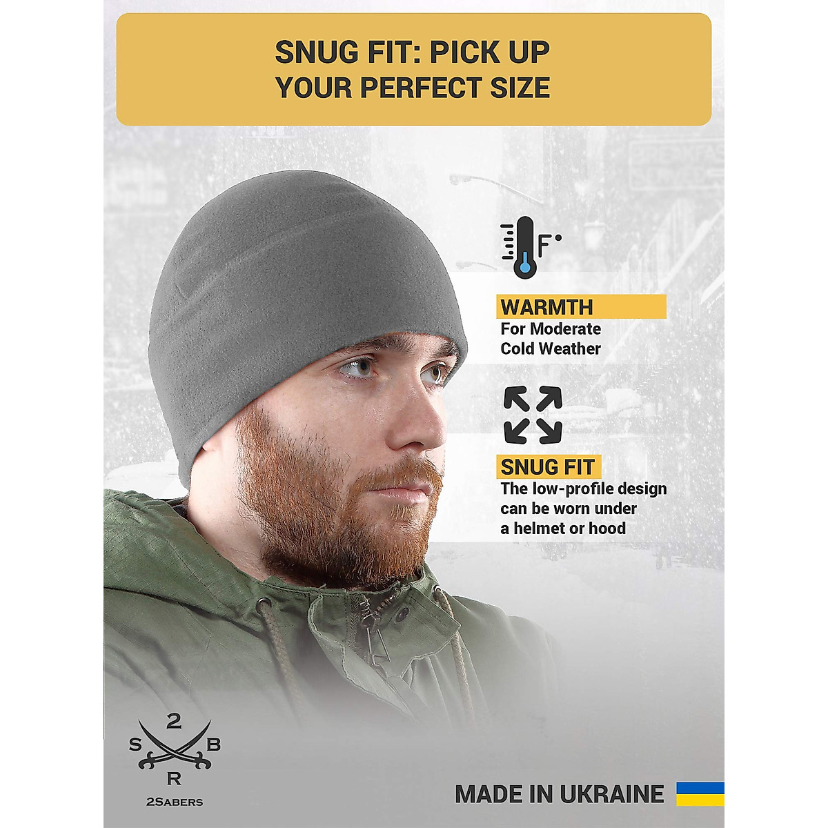 2SBR 2SABERS Fleece Winter Warm Watch Cap - Mens - Army Military Tactical Skull Beanie Hat